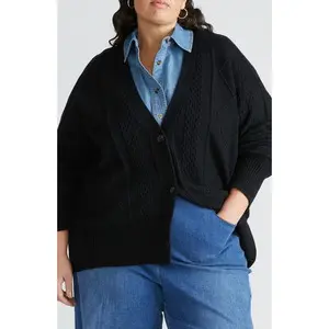 Universal Standard Mixed Cable Stitch Cardigan - Black