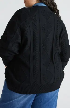 Universal Standard Mixed Cable Stitch Cardigan - Black