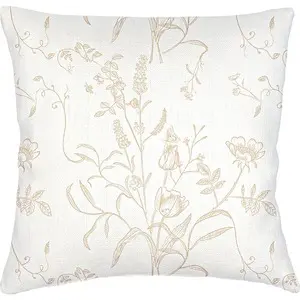 Anaya English Garden Linen Pillow With Down Insert - Beige