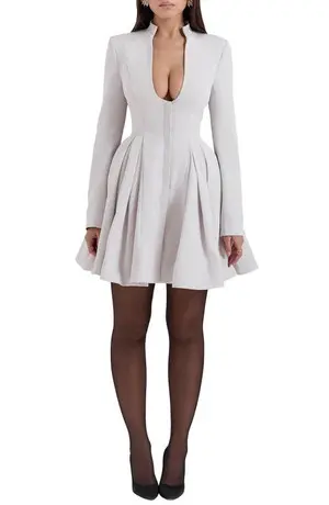 House Of Cb Heiress Long Sleeve Fit & Flare Dress - Wind Chime