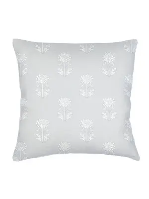 Anaya Block Print Linen Euro Pillow With Down Insert - Grey