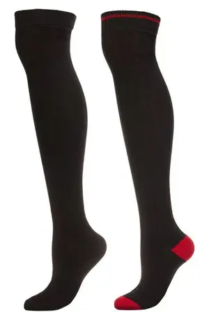 MEMOI Tipped 2-pack Over-the-knee Socks - Black
