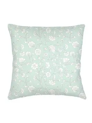 Anaya Jaipur Floral Linen Pillow With Down Insert - Mint Green