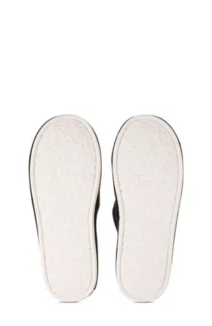 MEMOI Bow Faux Shearling Slippers