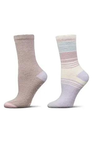 MEMOI Assorted 2-pack Aloe Infused Crew Socks - Lavender