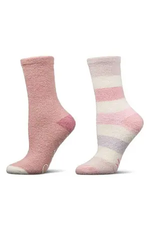 MEMOI Assorted 2-pack Aloe Infused Crew Socks - Pink