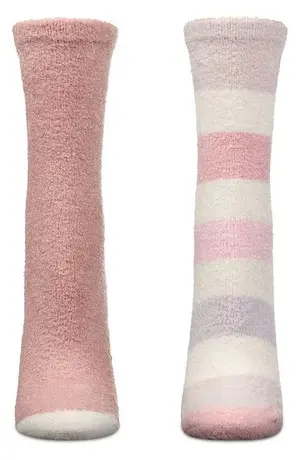 MEMOI Assorted 2-pack Aloe Infused Crew Socks - Pink