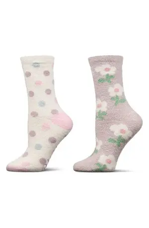 MEMOI Assorted 2-pack Aloe Infused Crew Socks - Taupe