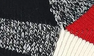 MEMOI Assorted 2-pack Faux Fur Trim Crew Socks - Black-red