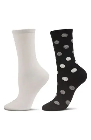 MEMOI Assorted 2-pack Crew Socks - Black-ivory