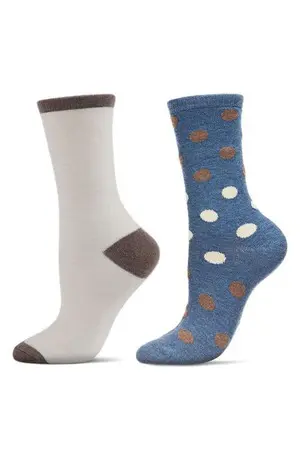 MEMOI Assorted 2-pack Crew Socks - Blue