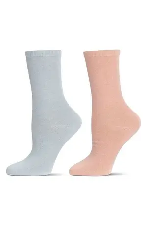 MEMOI Assorted 2-pack Crew Socks - Blush