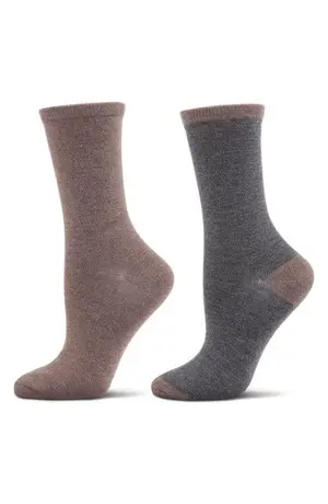MEMOI Assorted 2-pack Crew Socks - Brown
