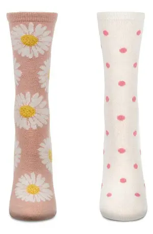 MEMOI Assorted 2-pack Crew Socks - Pink