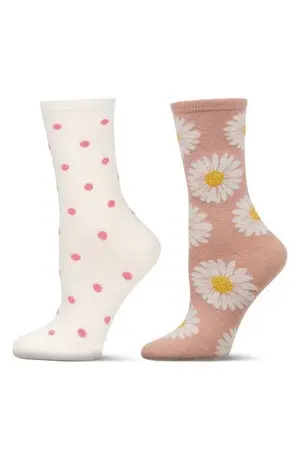MEMOI Assorted 2-pack Crew Socks - Pink
