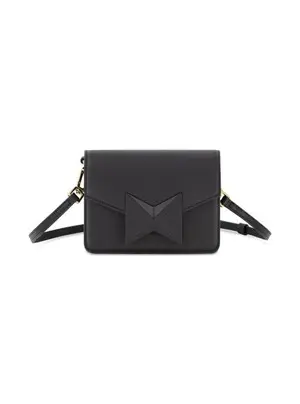 Mac Duggal Leather Crossbody Bag With Gold Strap - Black