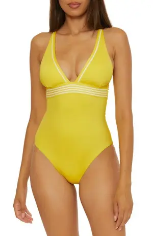 Trina Turk Monaco Plunge One-piece Swimsuit - Desert Sun