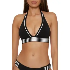 Trina Turk Trina Turk Monaco Halter Swim Top Black/ White