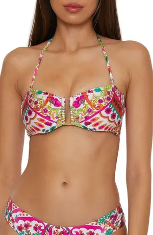 Trina Turk Hawaiian Bandeau Bikini Top - Pink Multi