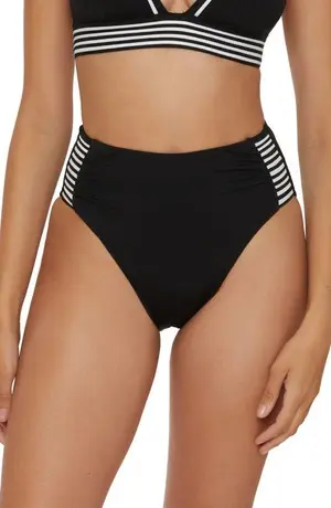 Trina Turk Monaco High-waist Bikini Bottom - Black/ White
