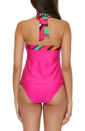 Trina Turk Swoop Reversible Halter Tankini Top