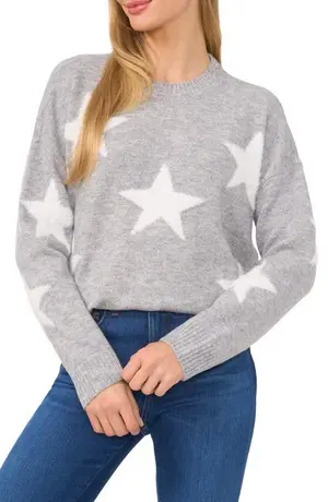 CECE DUPRAZ Eyelash Star Sweater - Light Heather Grey