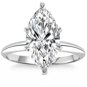 BLISS DIAMOND 3ct Marquise Cut Lab Grown Diamond Engagement Ring - 14k White Gold