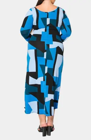 L I V D Ozean Azul Long Sleeve Maxi Dress