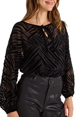 Bella Dahl Burnout Velvet Split Neck Top
