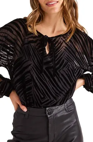 Bella Dahl Burnout Velvet Split Neck Top