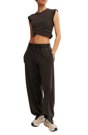 Free People Fp Movement Hot Shot Crossover T-shirt & Joggers Set Black