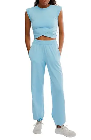 Free People Fp Movement Hot Shot Crossover T-shirt & Joggers Set Bright Blue