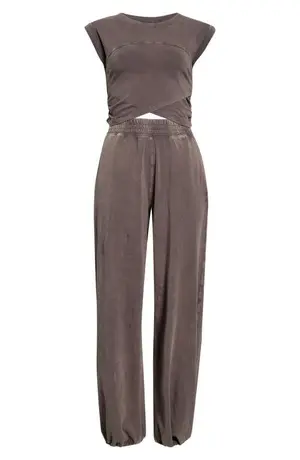 Free People Fp Movement Hot Shot Crossover T-shirt & Joggers Set Chocolate