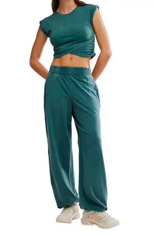 Free People Free People FP Movement Hot Shot Crossover T-Shirt And Joggers Set Evergreen