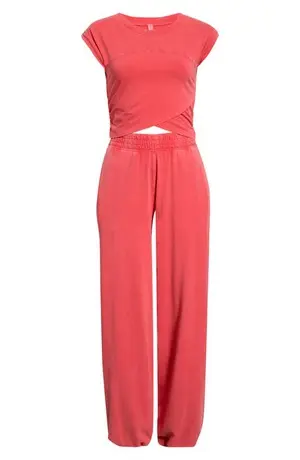 Free People Fp Movement Hot Shot Crossover T-shirt & Joggers Set Grapefruit