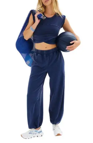 Free People Hot Shot Crossover T-shirt And Joggers Set - Midnight Navy