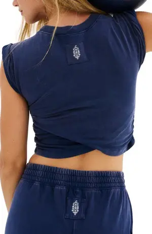 Free People Hot Shot Crossover T-shirt And Joggers Set - Midnight Navy