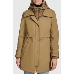 Andrew Marc Ryder Hooded Bib Inset Parka - Twig