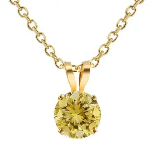 BLISS DIAMOND 20.50ct Lab Grown Diamond Solitaire Pendant Necklace Yellow Gold - .25ct