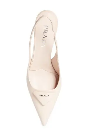 Prada Modellerie Pointed-toe Slingback Pump - Cipria