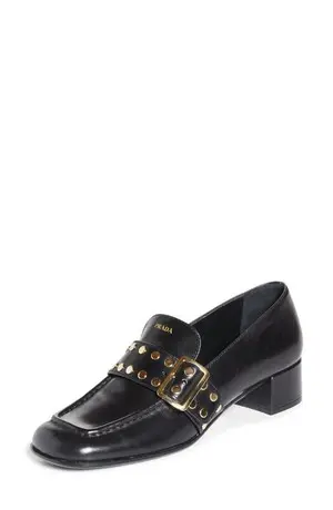 Prada Studded Loafer Pump