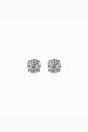 ORADINA 14k Gold Diamond Illusion Stud Earrings - White Gold - Diamonds