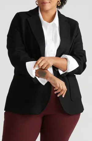Universal Standard Kidjo Wool Blend Jacket - Black