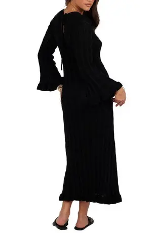 PETAL & PUP Colter Ribbed Maxi Sweater Dress - Black