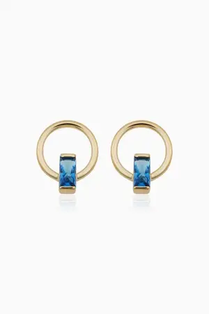 ORADINA Oradina 14k Gold Bella Stud Earrings Yellow Gold - Blue Zirconia