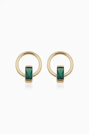 ORADINA Oradina 14k Gold Bella Stud Earrings Yellow Gold - Green Zirconia