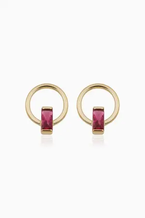 ORADINA Oradina 14k Gold Bella Stud Earrings Yellow Gold - Rose Zirconia