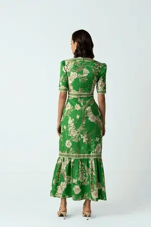 RAISHMA Darcie Floral Midi Dress - Green
