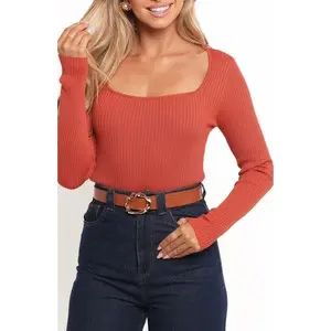 PETAL & PUP Shani Rib Top - Brick Red