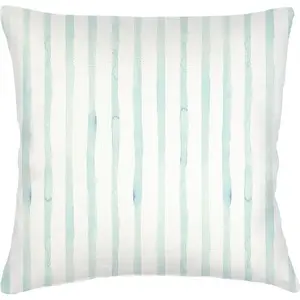 Anaya Riviera Striped Linen Euro Pillow With Down Insert - Aqua